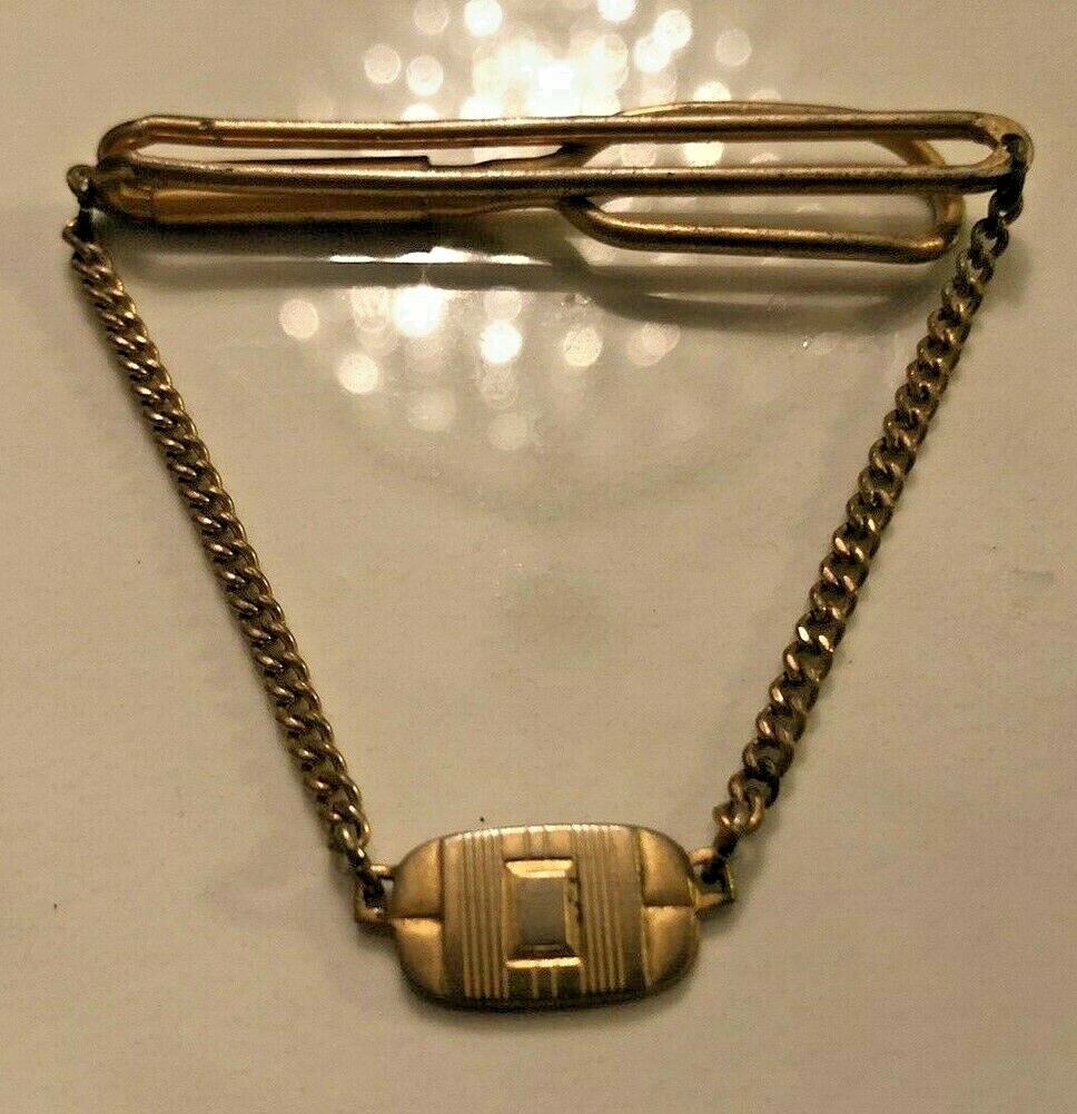 Vintage Swank Golden Chain Mid Century Modern Tie Bar… - Gem