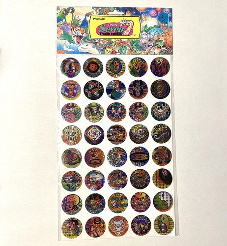 VINTAGE Poison 8 Ball Prismatic (Twin Seven) Sheet of 40 Foil POGS ...