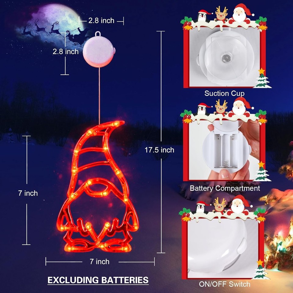 LOLStar Christmas Window Lights 3 Pack Red White and Red, Green | eBay