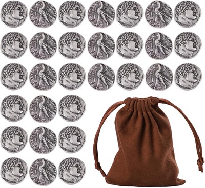 30 Roman Coins,30 Pieces of Silver Coins Judas Prop with Coin Bag,Metal ...