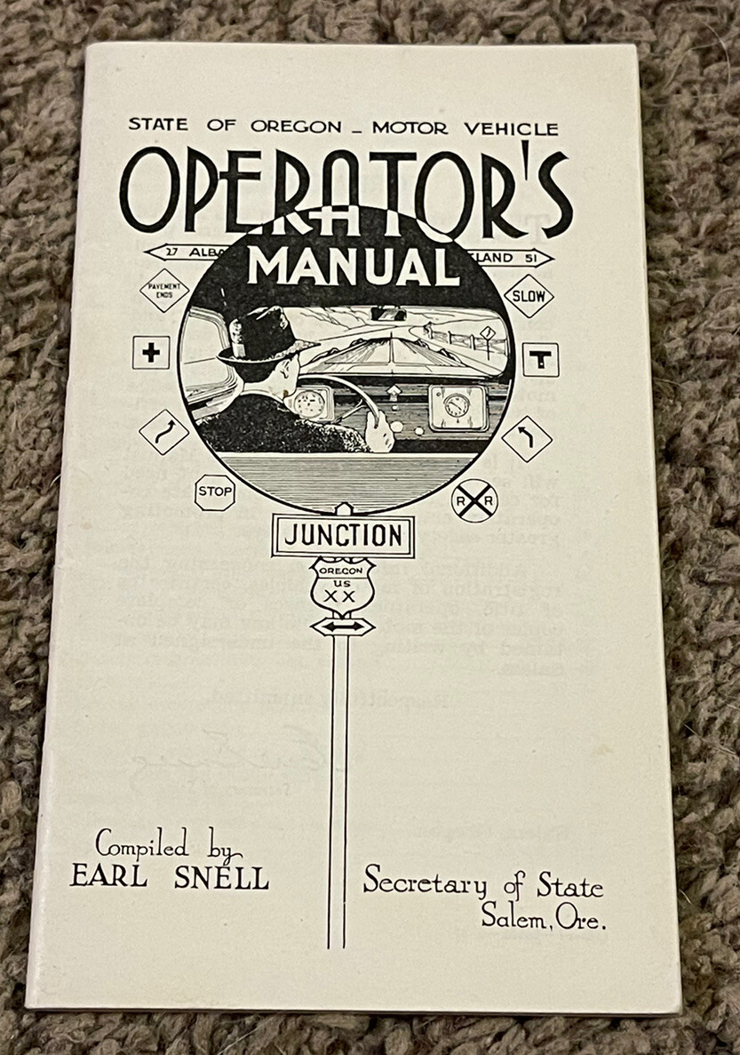 Original 1937 Oregon Motor Vehicle Operator’s Manual | eBay