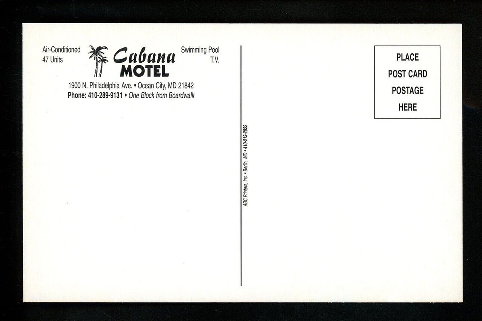 Hotel Motel postcard Maryland MD Ocean City, Cabana Motel pool chrome ...