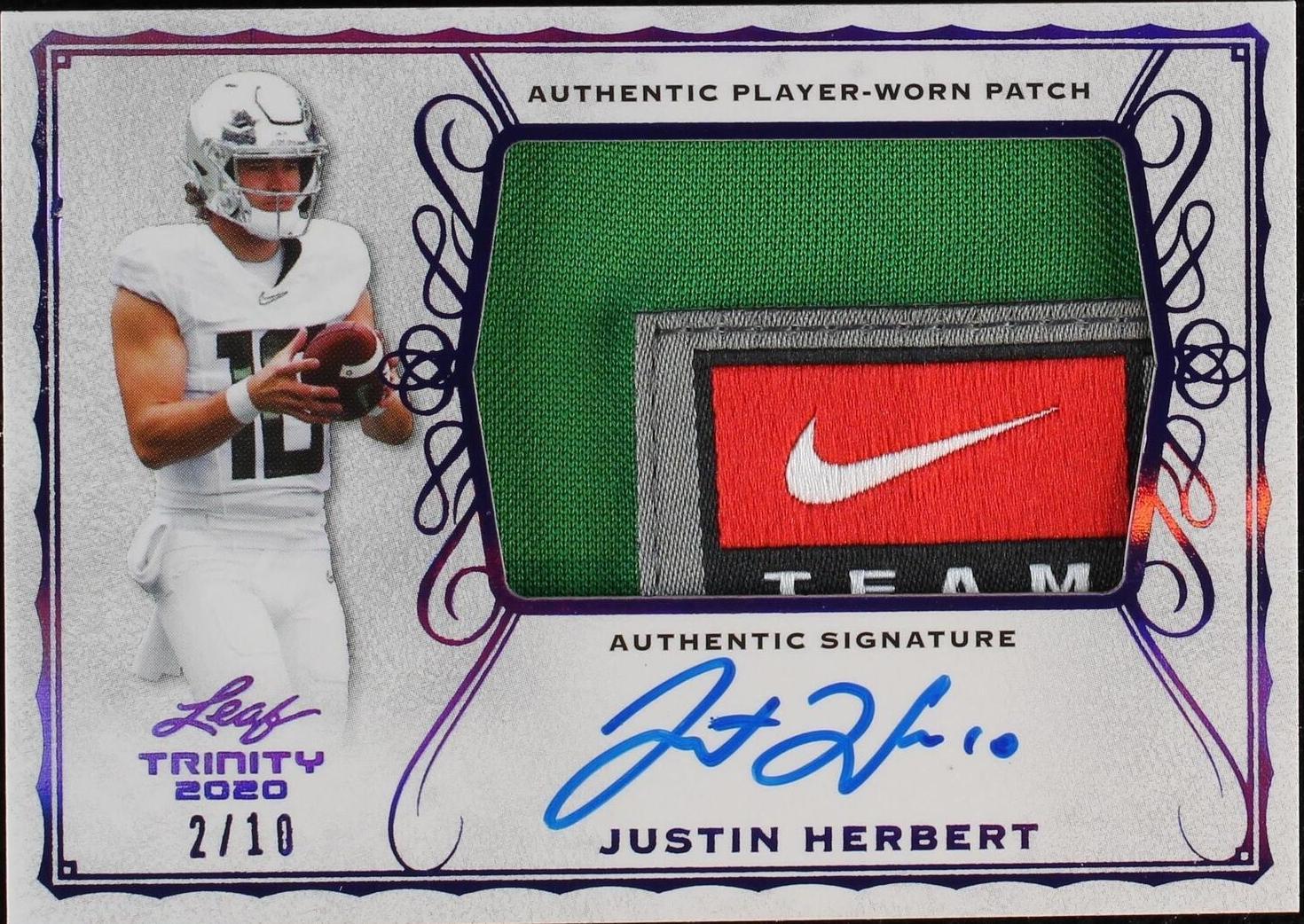 2020 Leaf Trinity - Patch Auto Justin Herbert #PA-JH2 Purple Foil /10 ...