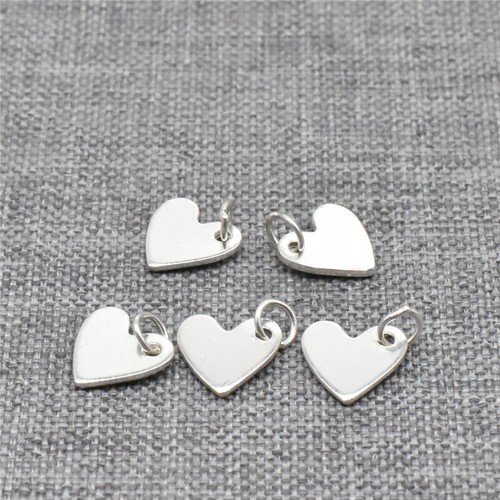20pcs of 925 Sterling Silver Small Heart Charms 2-sided for Valentines ...