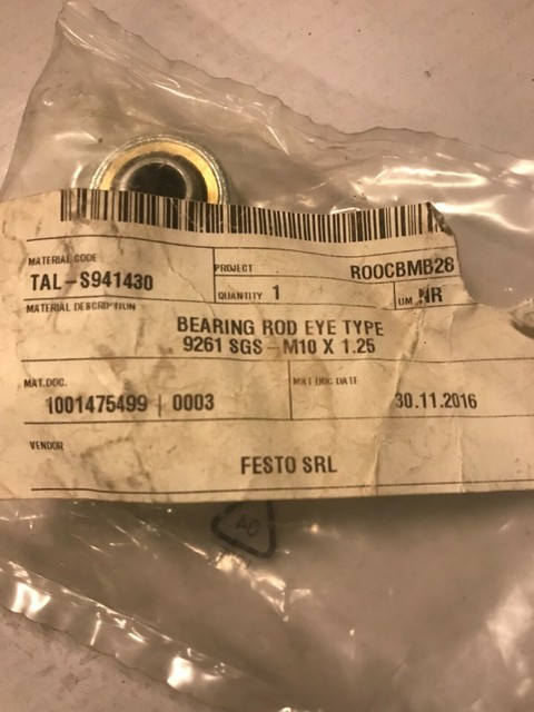 Festo Bearing Rod Eye Type 9261 SGS - M10 .25 009261 (F6B27) for sale ...