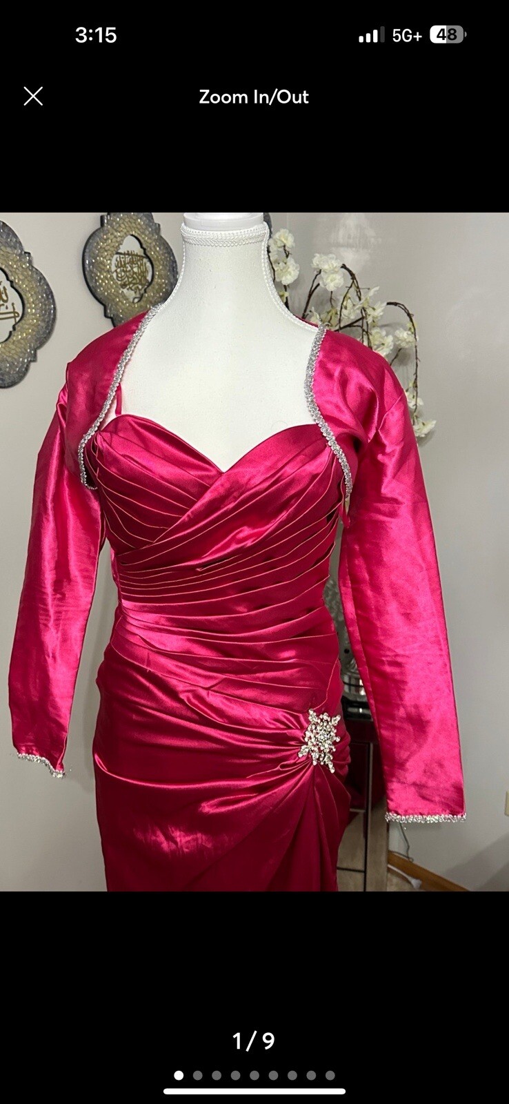 Hot Pink Prom Evening Satin Dress With Jacket - Gem