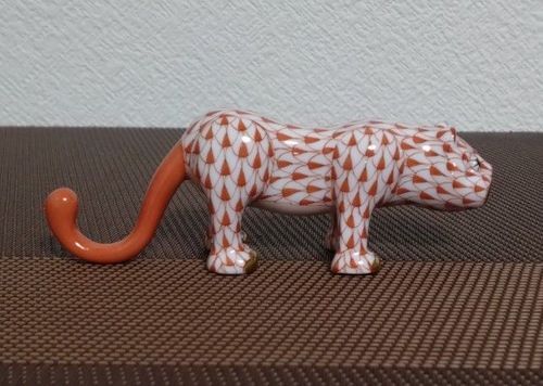 Herend Porcelain Figurine Tiger Orange Fishnet Interior ornament Rare ...