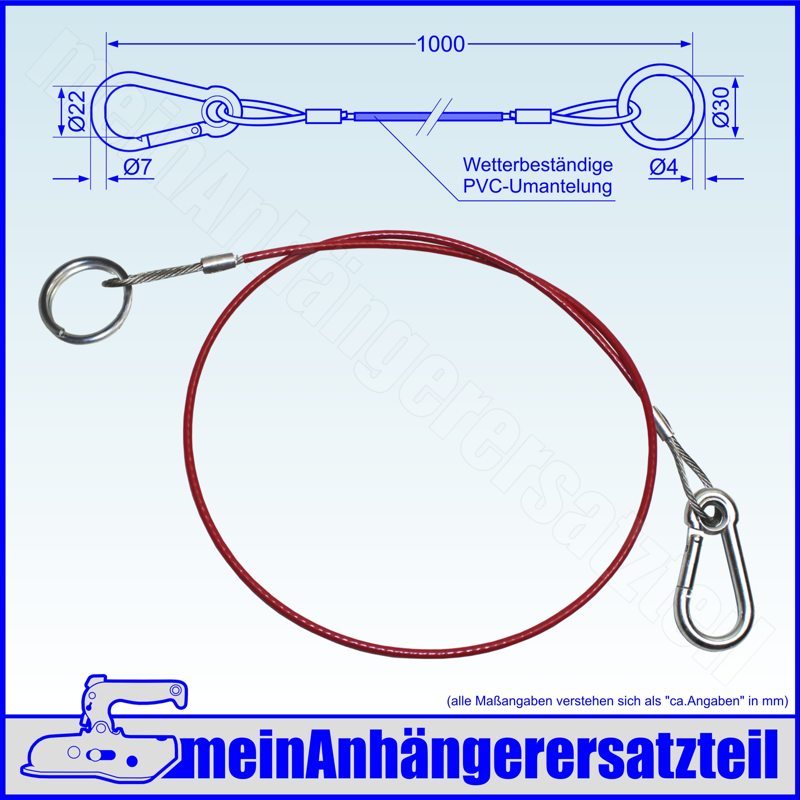 Abrissleine Fangseil Abrissseil 1m 100cm mit Karabinerhaken in Anl. an ...