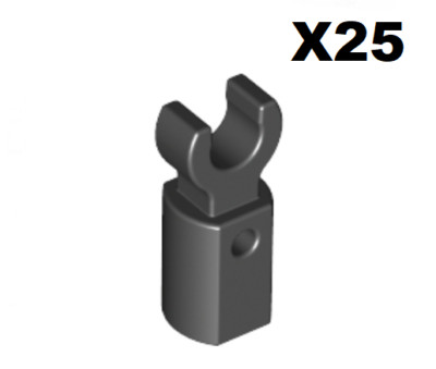 Lego ® Lot 25 Bar Support Pince Noir Clips Holder w Tube Ø 3.2 Black ...