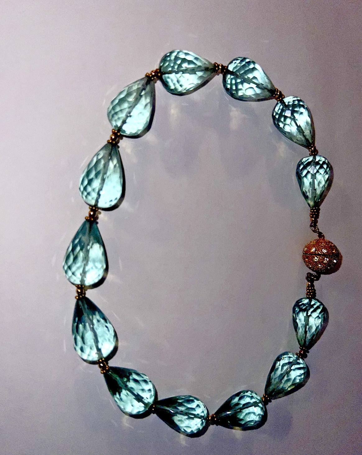 PATTY TOBIN NECKLACE BLUE TEARDROP GLASS 16.5" MISSIN… - Gem