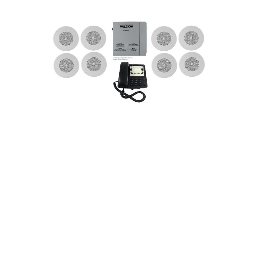 Valcom Paging Intercom System 8 V-1020C 8” Speakers Control V-2001A ...