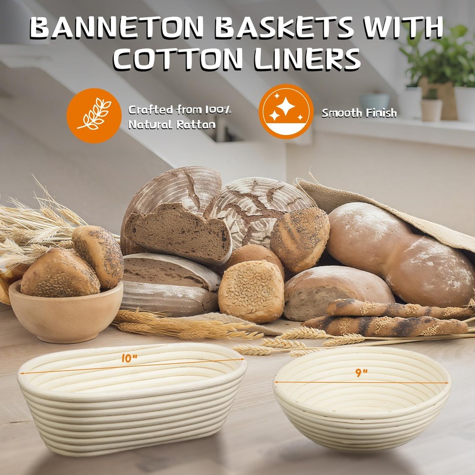 Banneton Bread Proofing Basket Banneton Basket Set Sourdough Proofing ...