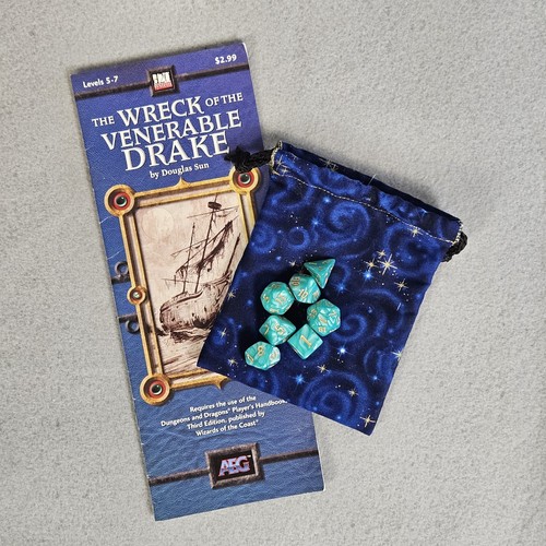 Dungeons & Dragons One Shot Adventure w/ Handmade Dice Bag and 7-pc ...