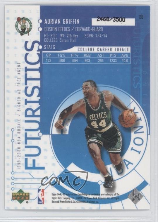1999-00 Upper Deck Ionix Futuristics /3500 Adrian Griffin #88 Rookie RC ...