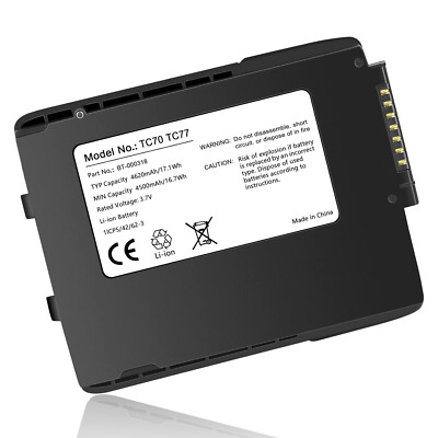 TC70 TC77 Battery Replacement for Zebra Symbol TC75, TC72, TC55, TC70x ...