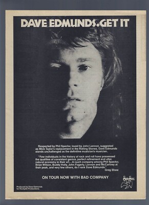 Dave Edmunds Get It 1977 Small Poster Type Ad, Promo Advert | eBay