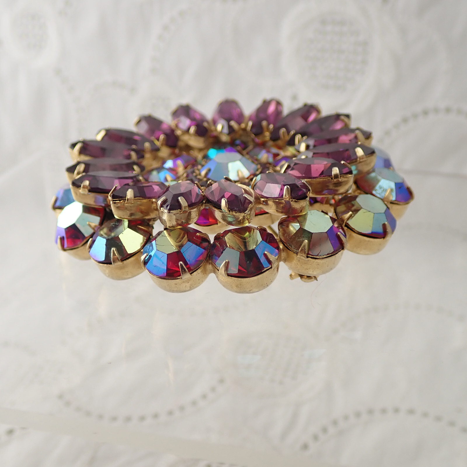 Massive Vintage Juliana Purple AB Red Rhinestone Laye… - Gem