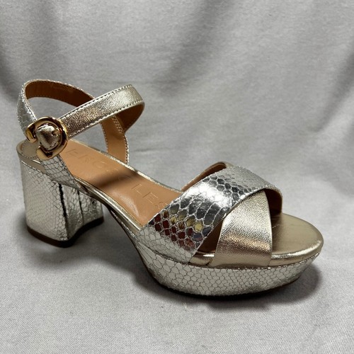 Aerosoles Cosmos Platform Sandals Block Heel Ankle Strap Soft Gold Leather 5.5M | eBay