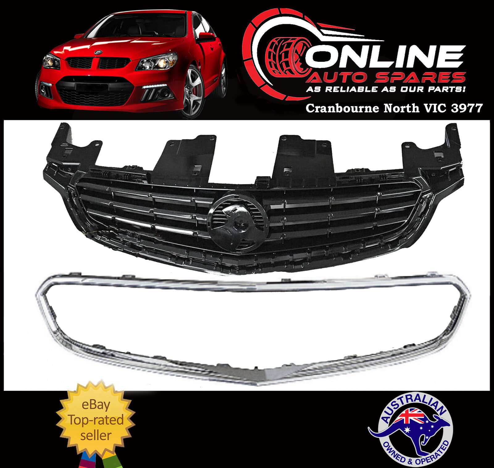 Top Grille + Chrome Surround fit Holden Commodore VF SS/SSV/SV6 NEW ...