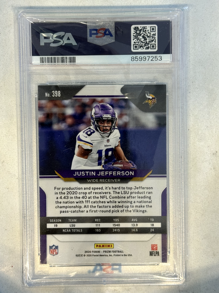 2020 Panini Prizm Justin Jefferson #398 Rookie RC PSA 8 | eBay