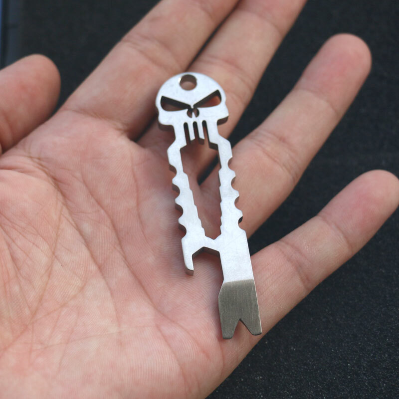 Hot Titanium TC4 Skull Outdoor Keychain Crowbar Tactical Pry Bar Opener ...