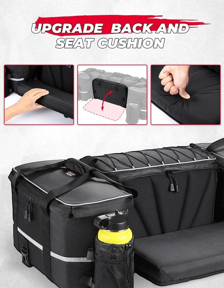 KEMIMOTO ATV Rear Storage Bag Pack Cargo Seat Bag w/Cushion Cooler ...