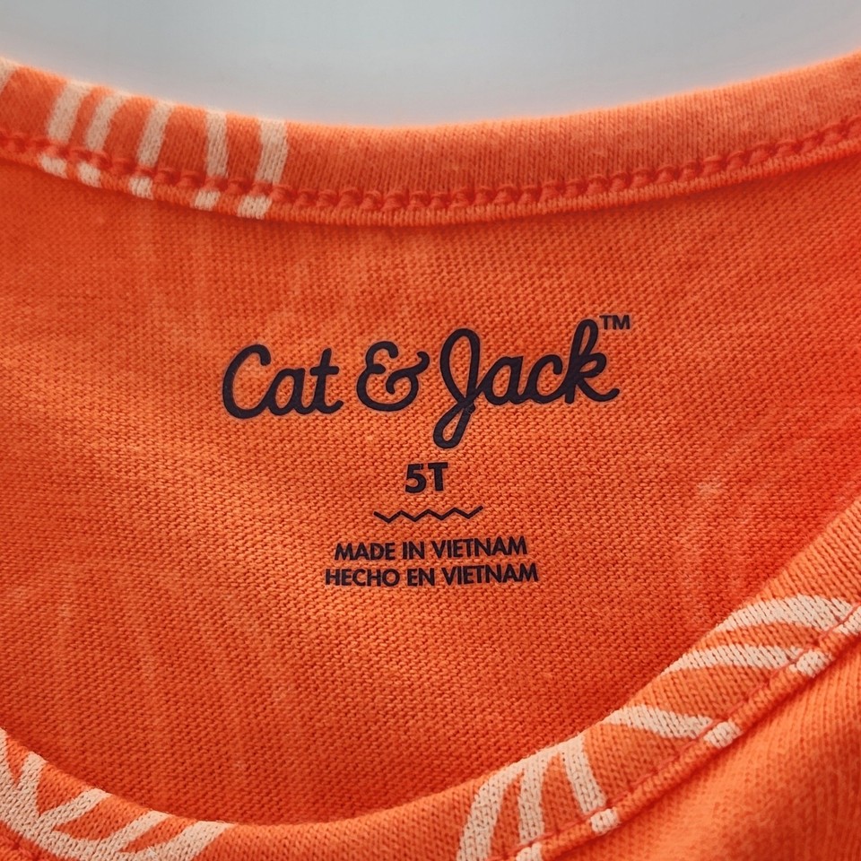 Cat & Jack Pumpkin Print Long Sleeve Dress Girls 5T Orange Fit & Flare ...