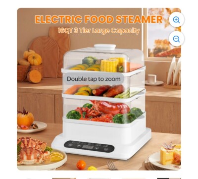 CACHOO Food Steamer: 3-Tier Electric, 800W, Timer & App Control, 16 ...