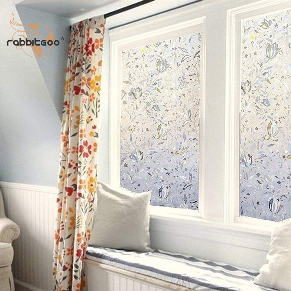 rabbitgoo Window Film Privacy Stained Glass 3D Frosted Decoration ...