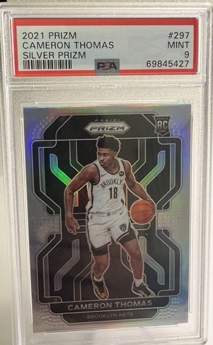 Cameron Thomas 2021-22 Panini Prizm Silver Rookie Card RC #297 Nets PSA ...