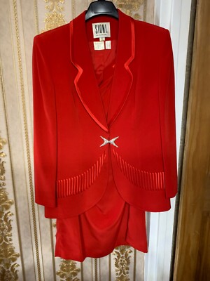 SIONI PARIS- NEWYORK-MILANO COCKTAIL/PARTY RED SUIT SKIRT SIZE16 | eBay