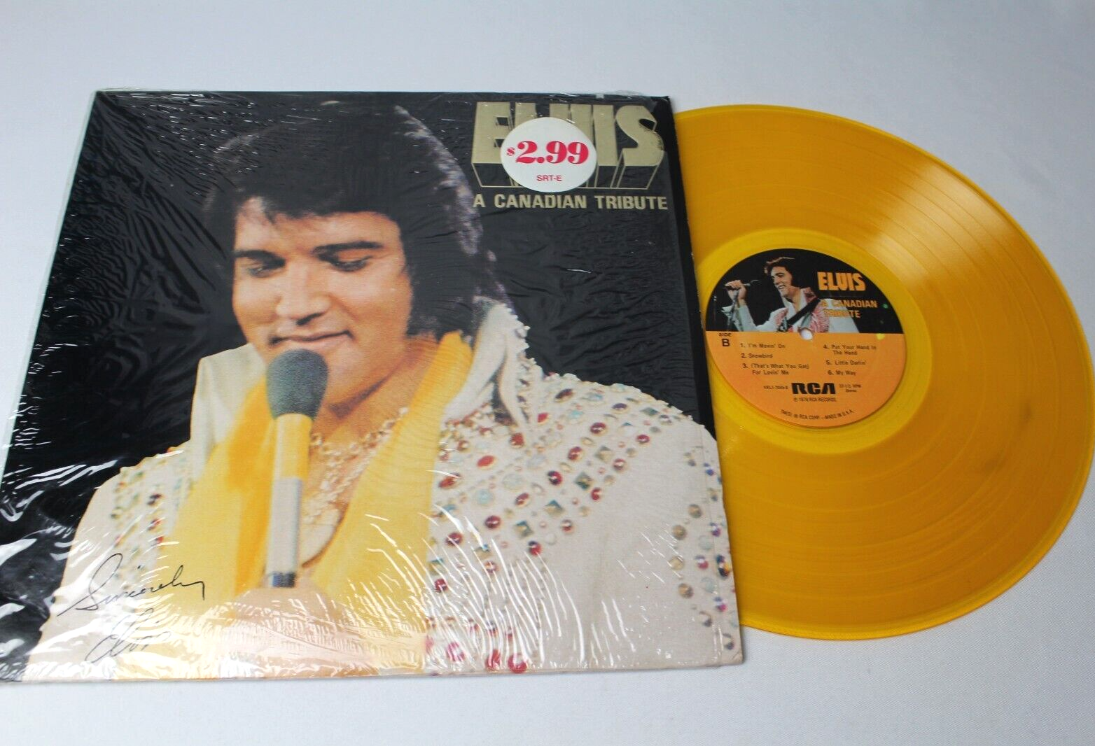 ELVIS PRESLEY, ELVIS A CANADIAN TRIBUTE LP 12" YELLOW VINYL RECORD WITH ...