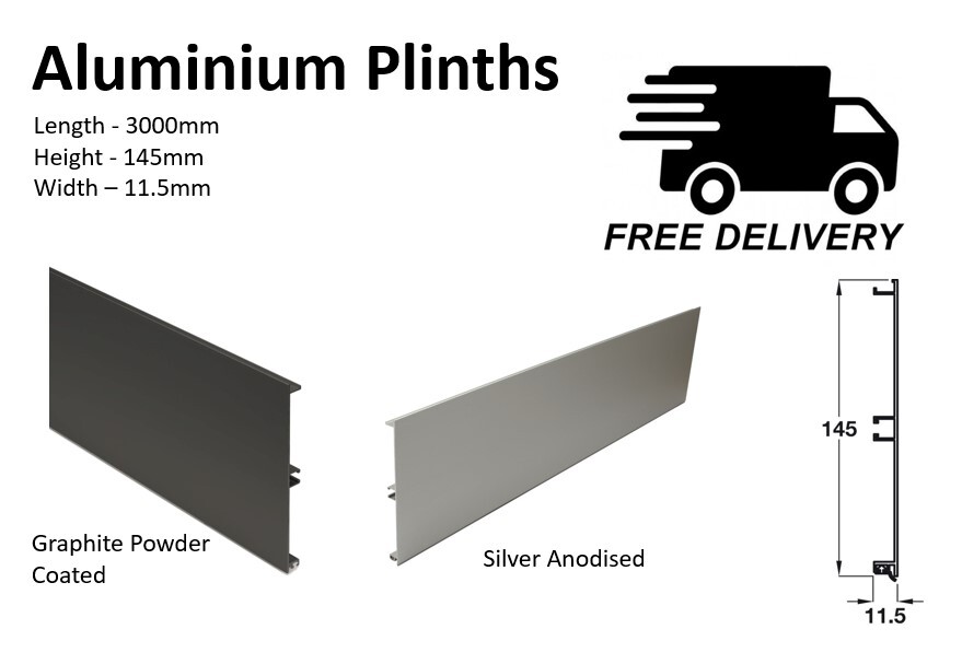 Aluminium Silver Graphite Anodised Kitchen Plinth 3m & Accessories ...