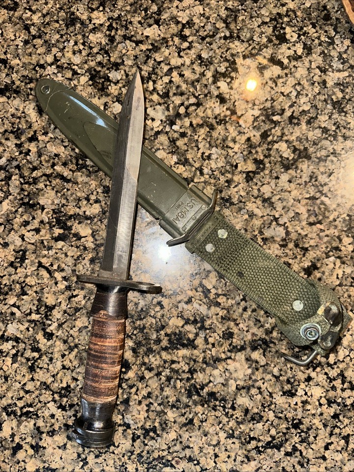 WW2 IMPERIAL 30 CARBINE BAYONET LEATHER HANDLE M8A1 PWH SCABBARD | eBay