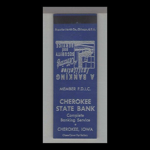 Matchbook Cover Cherokee State Bank Cherokee, IA | eBay