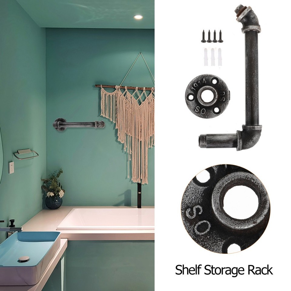 Rustic Pipe Shelf Vintage Industrial Shelving Storage Rack Bracket ...