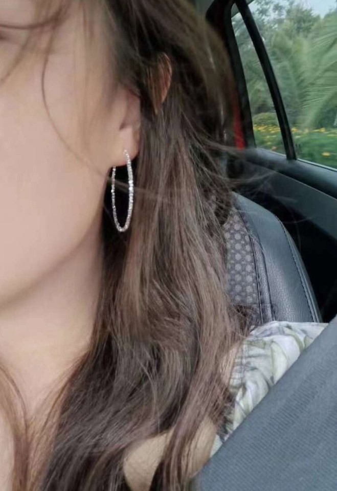 Handmade sterling silver bling bling shingling beads big hoop earrings ...