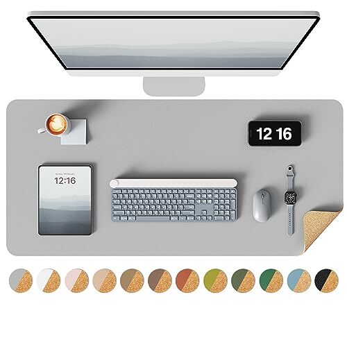 Double-Sided Desk Pad Leather Desk Mat Eco Cork Desk Pad Protector ...