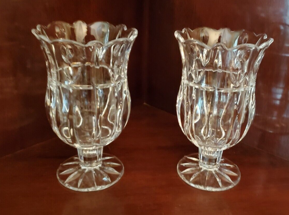 BLOCK HEAVY CUT CRYSTAL VINTAGE TULIP VASES- SET OF (2) | eBay