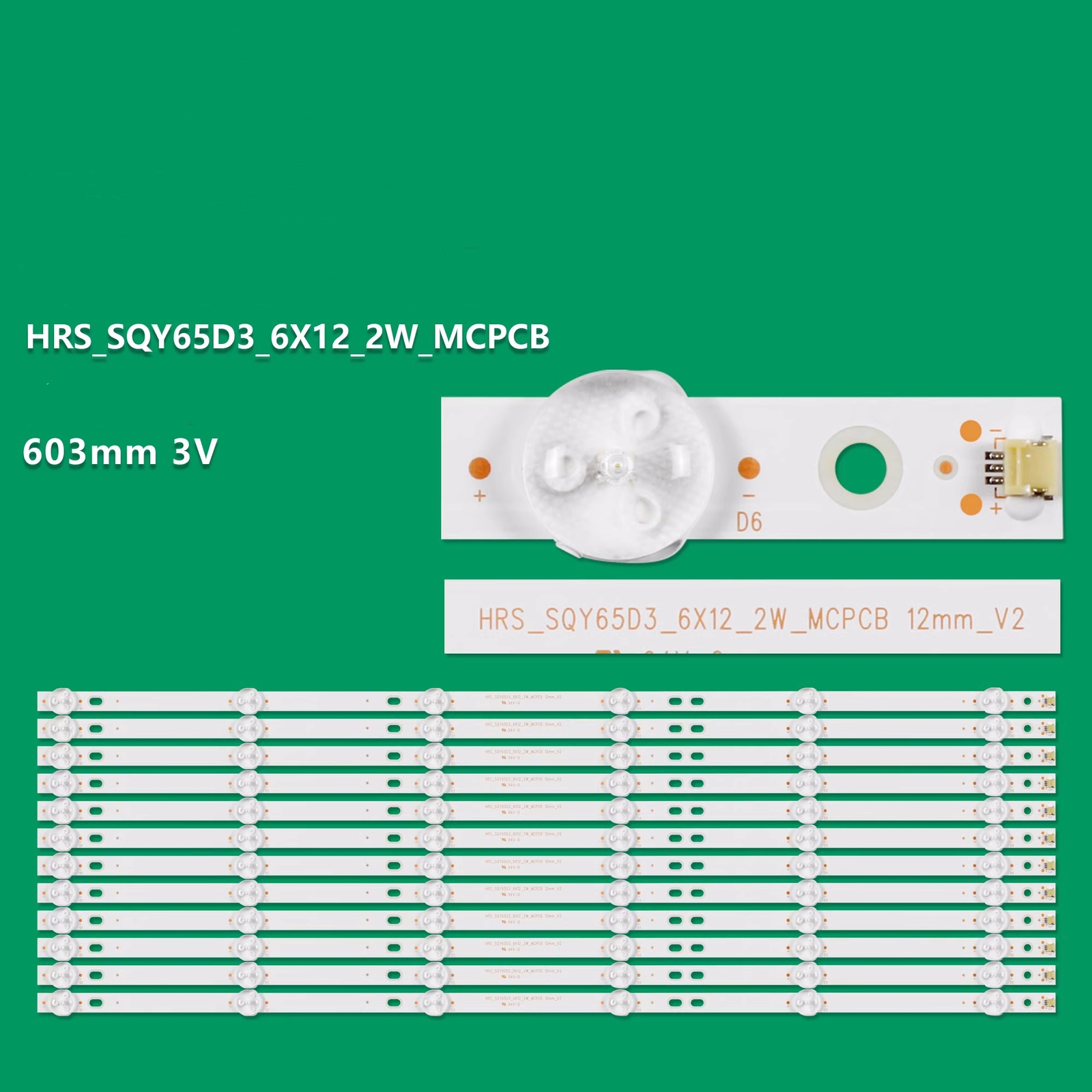 LED Strips(12) For HRS_SQY65D3_6X12_2W_MCPCB RTU6549-C RCA RNSMU6536 ...