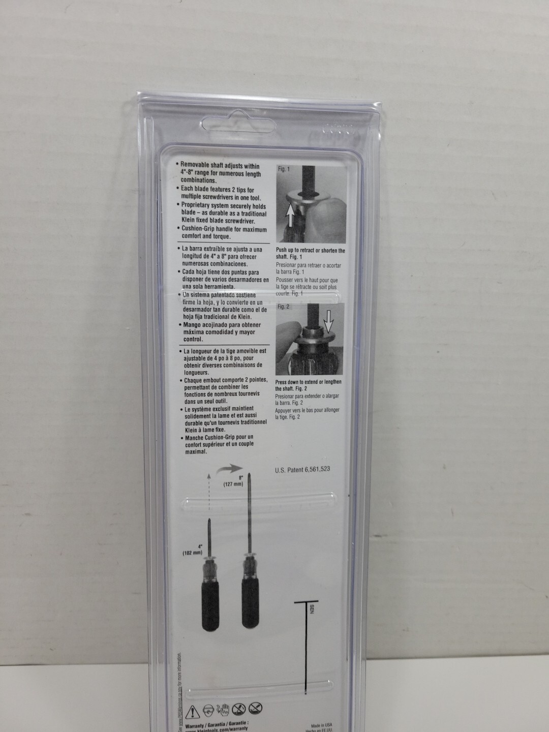 Klein Tools 32751 Screwdriver Adjustable Length 4 to 8 Inch #2 Phillips ...