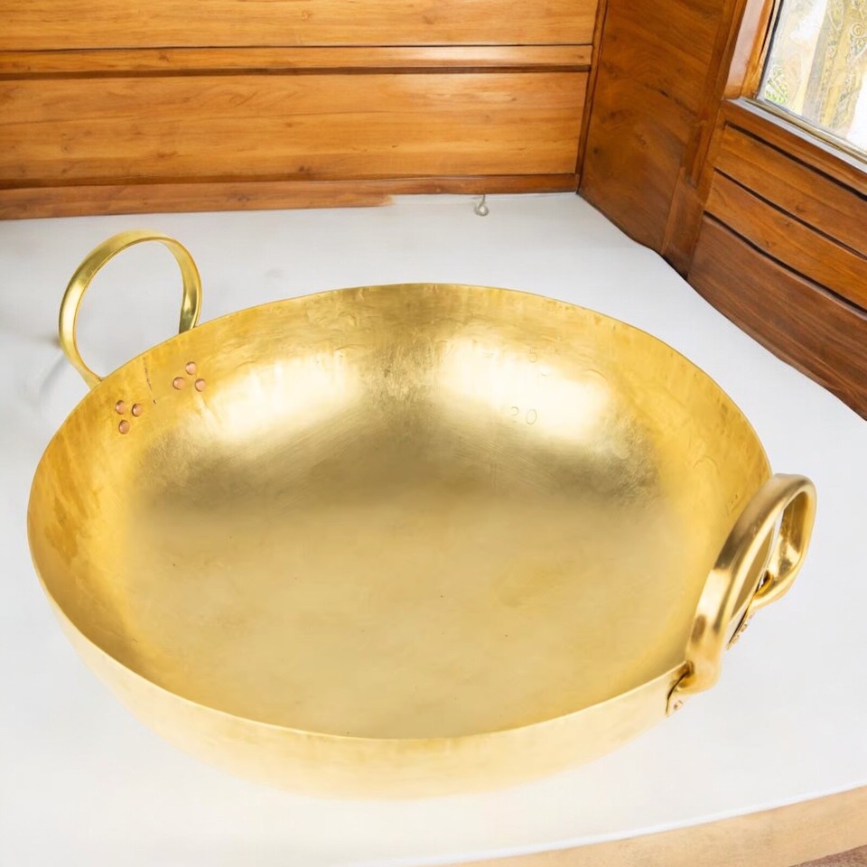 Brass Pan Wok Traditional Thai Cookware Extra Large 17" Food Dessert ...