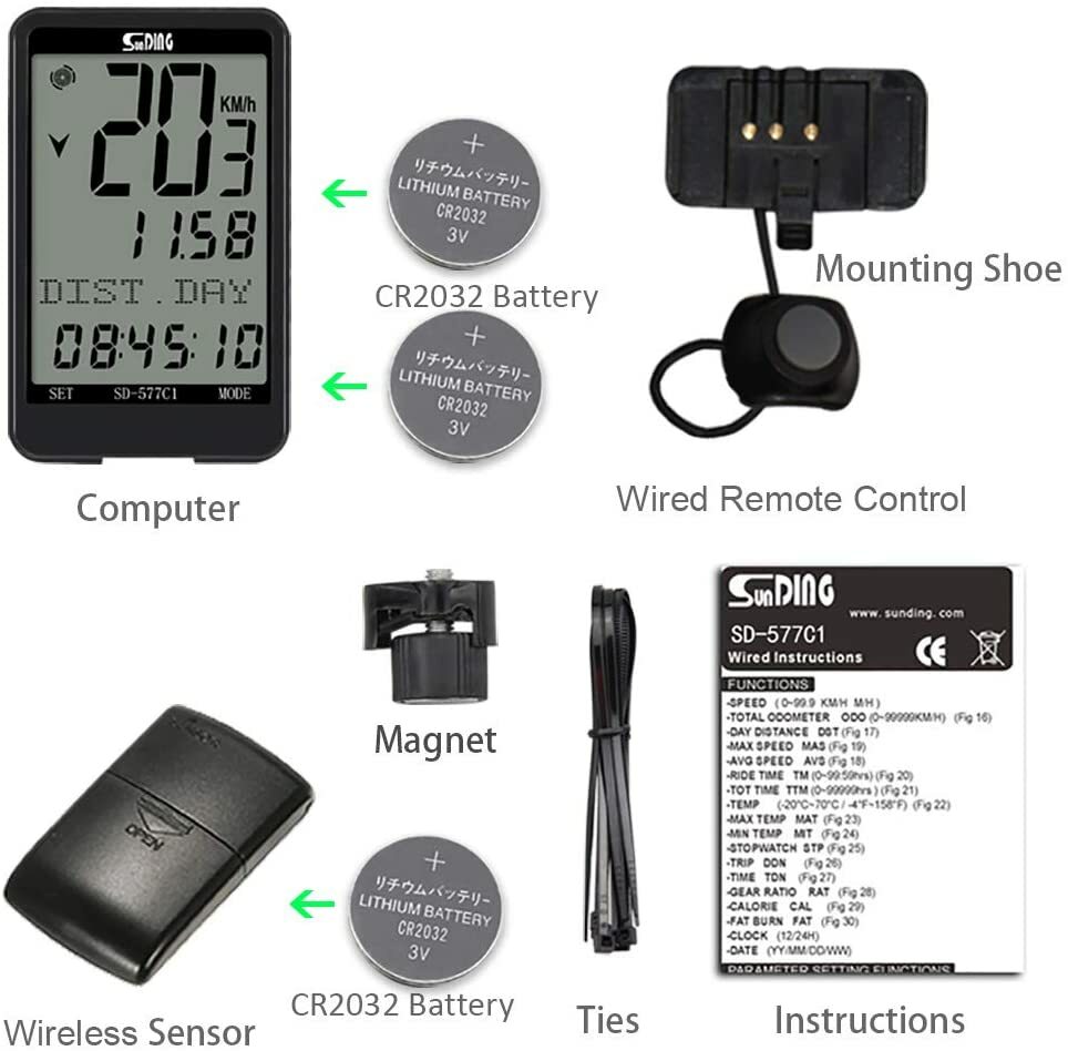 Sunding Wireless Bicycle Computer Cadence Bike Speedometer Odometer ...