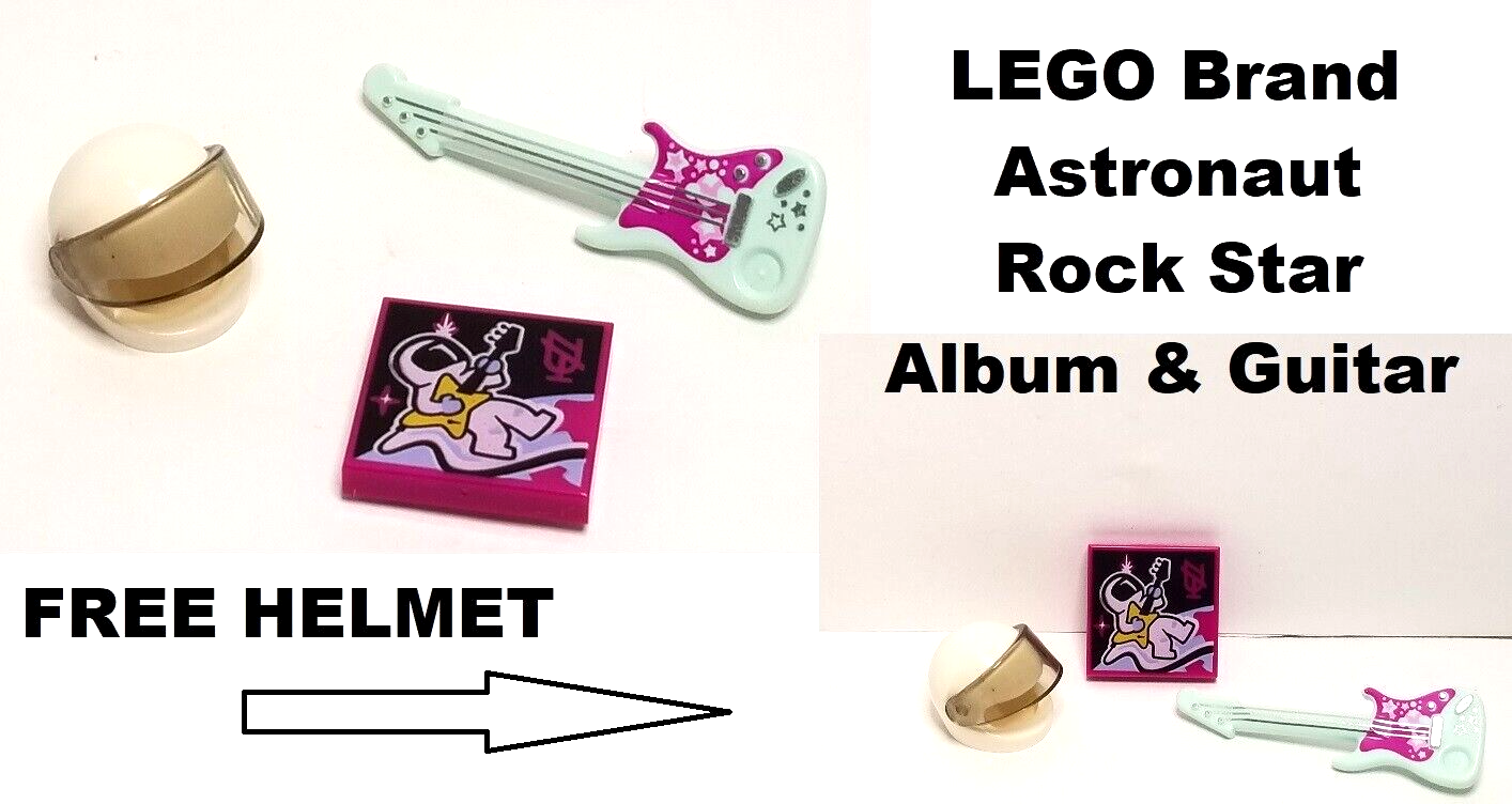 LEGO Minifigure Music Space Man Electric Guitar Helmet Rock Star Rocket ...