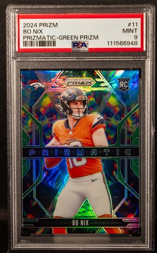 111566948 Box Nix 2024 Panini Prizm 11 Green Prizmatic Rookie RC PSA 9 ...