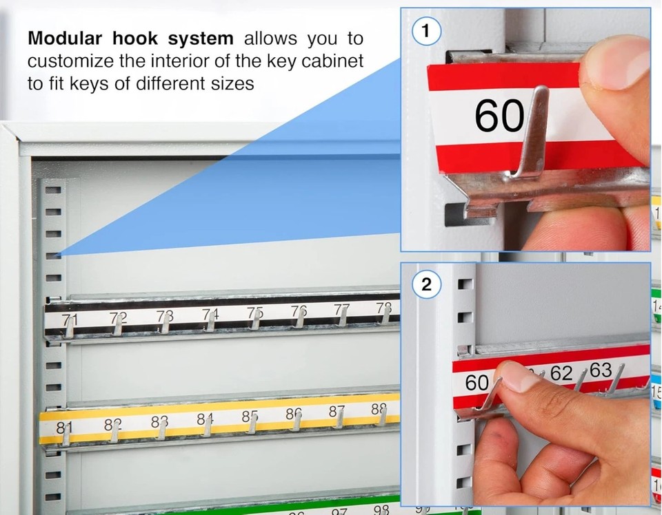 200 Key Storage Rack Cabinet Lock Box Holder Organizer Wall Mount Large ...