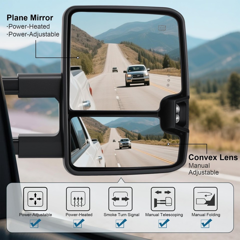 Tow Mirrors Compatible with 2007-2021 Tundra, 2008-2017 Sequoia ...