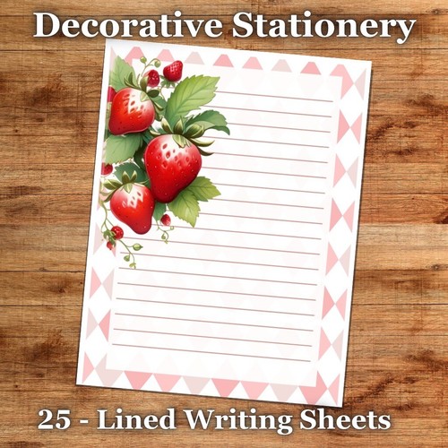 Strawberry-25 Sheets Decorative Paper Letter Writing Paper Color ...