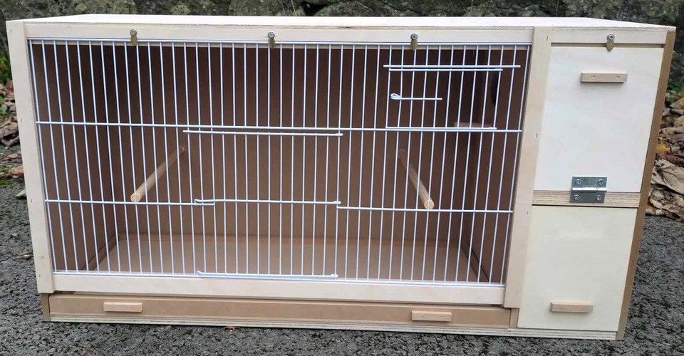 Budgie Breeding Cage 30"x15x12 with RIGHT HANDED nesting box WHITE 2 ...