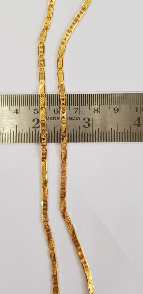 Real Gold 22K Hallmark Yellow Real Gold Link Men's Necklace Chain 18 ...